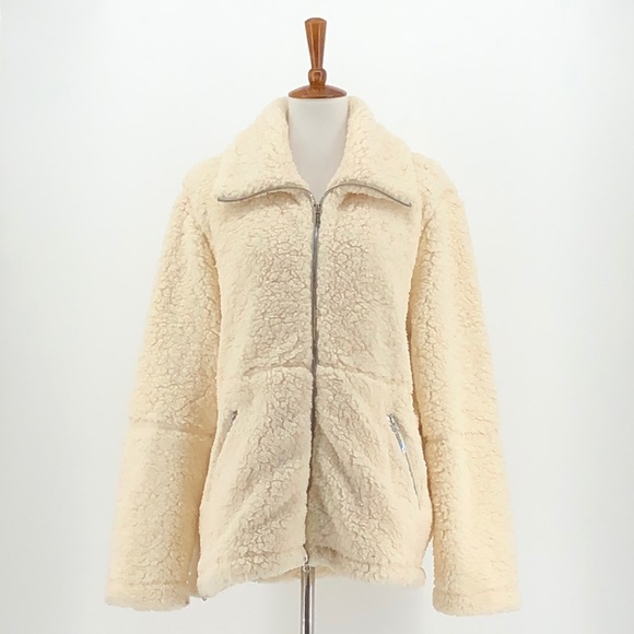 Zella | Jackets & Coats | Zella Cream All Day Sherpa Zip Front Teddy ...
